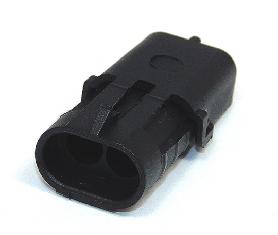 2 Way Delphi Weather-Pack Connector Male Black - automotiveconnectors.com