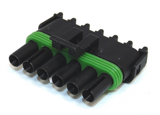 6 Way Delphi Weather-Pack Connector Female Black - automotiveconnectors.com