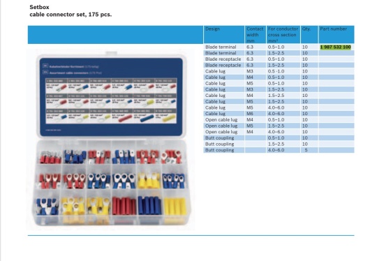 Bosch Cable Connector Set, 175 Pcs - automotiveconnectors.com