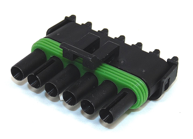 6 Way Delphi Weather-Pack Connector Female Black - automotiveconnectors.com